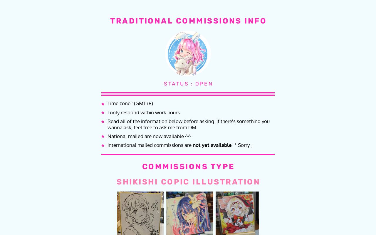 TRADITIONAL COMMISSIONS INFO